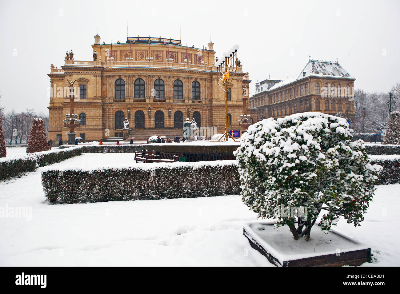 Prague - Jan Palach Square. Concert Hall Rudolfinum built in pseudo ...