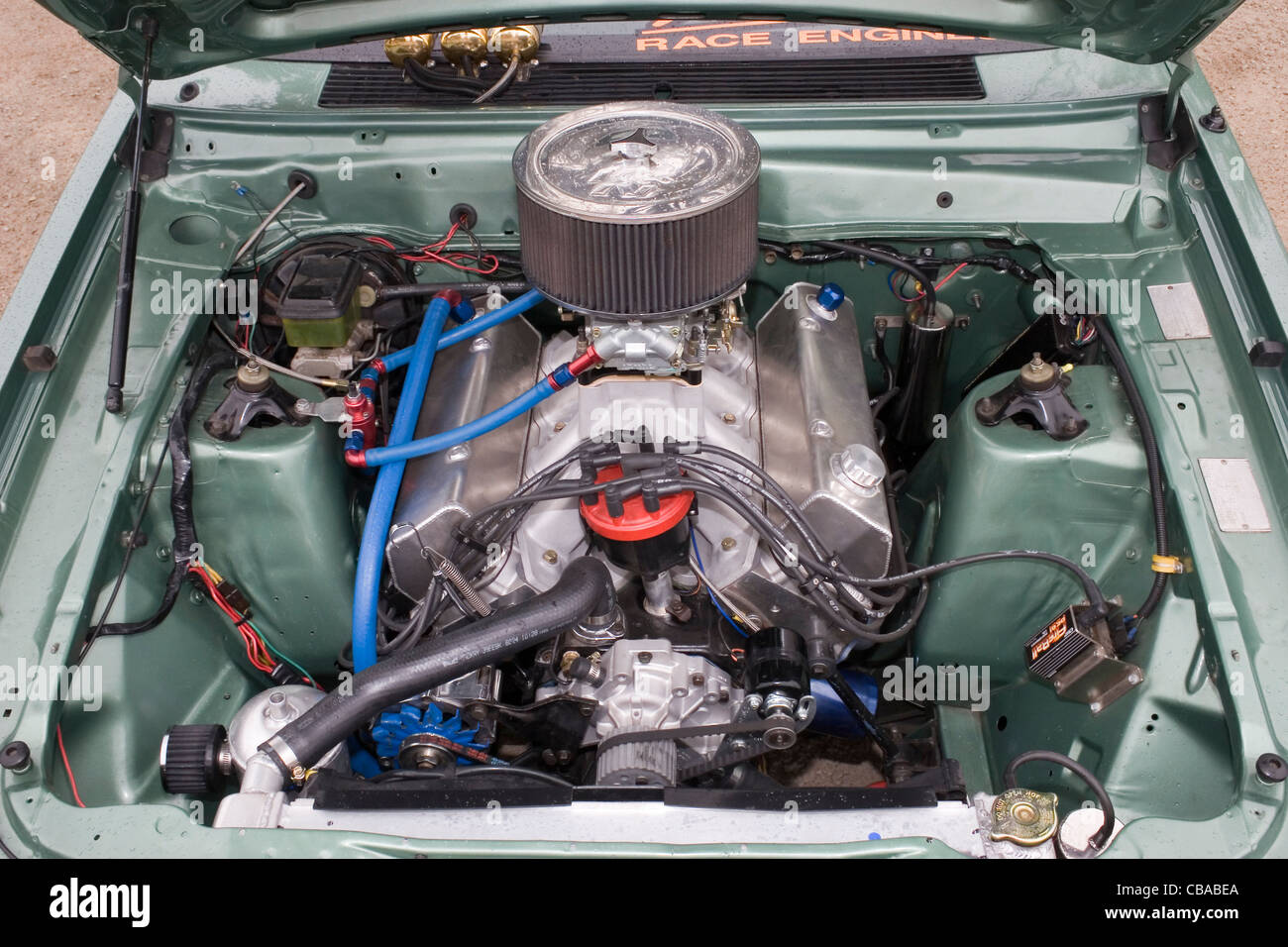 High powered Ford V8 engine in a drag racing car Stock Photo - Alamy