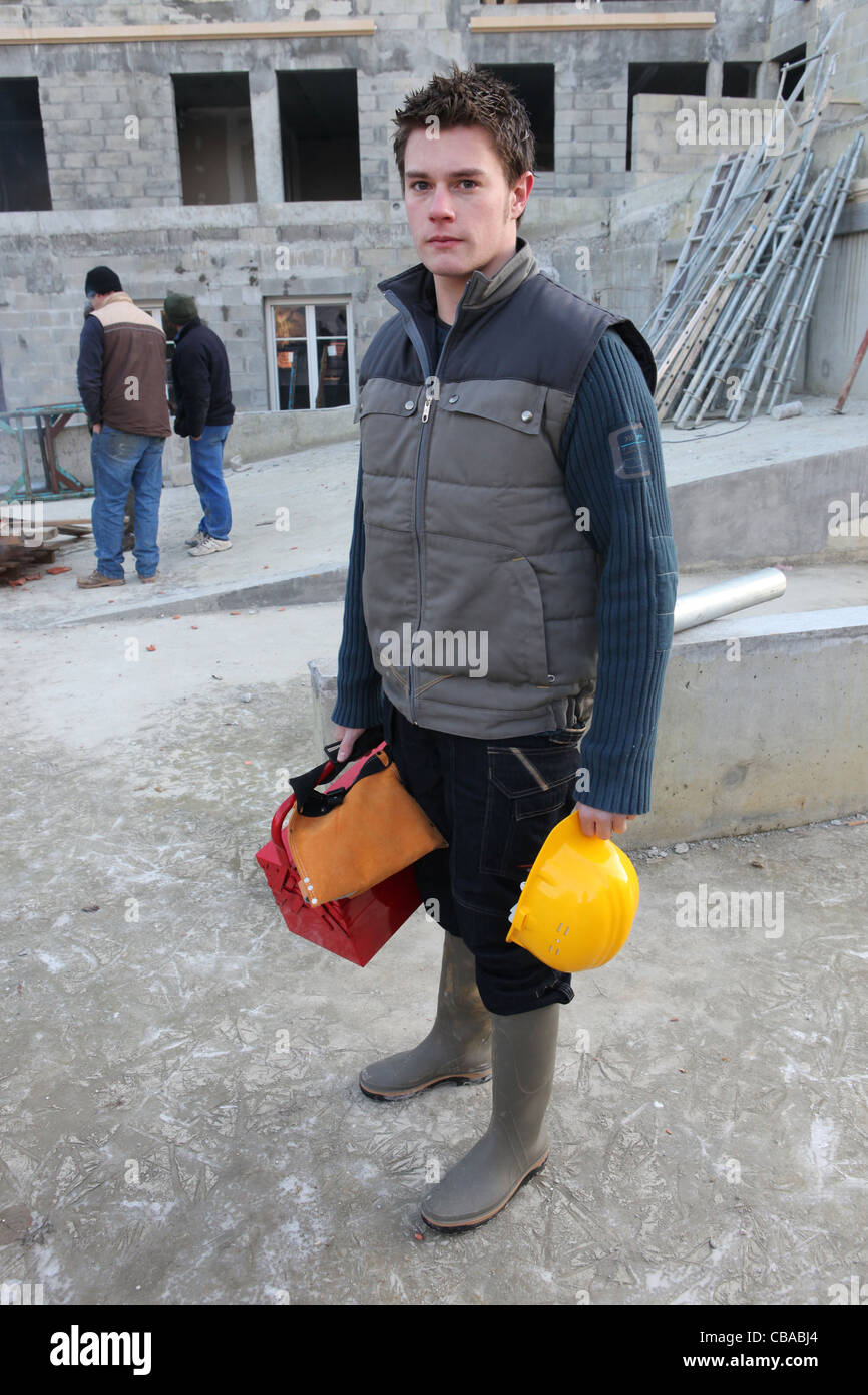 Construction worker on site Stock Photo - Alamy