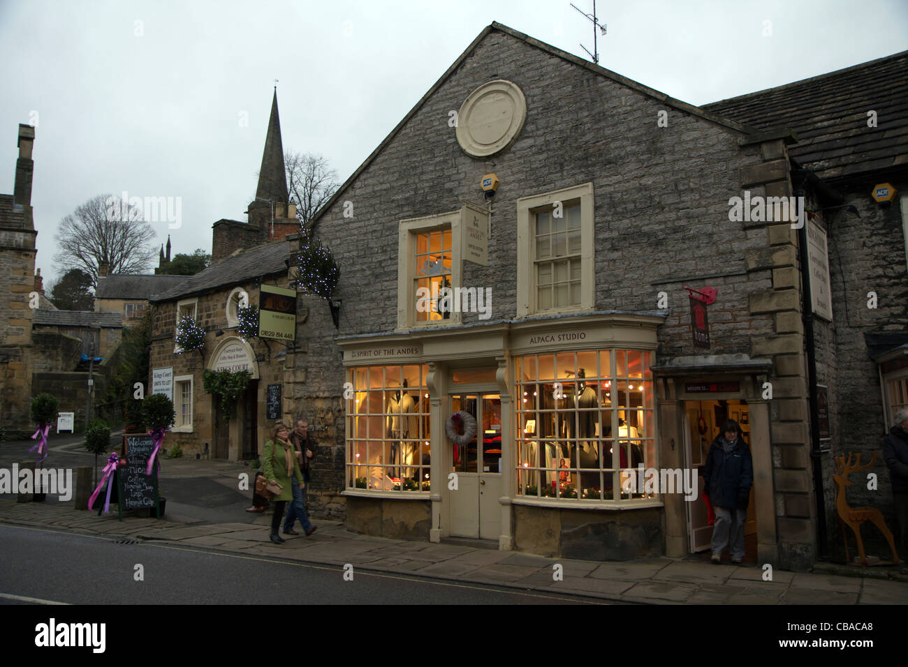 Bakewell a Peak district village in Derbyshire during Christmas light ...