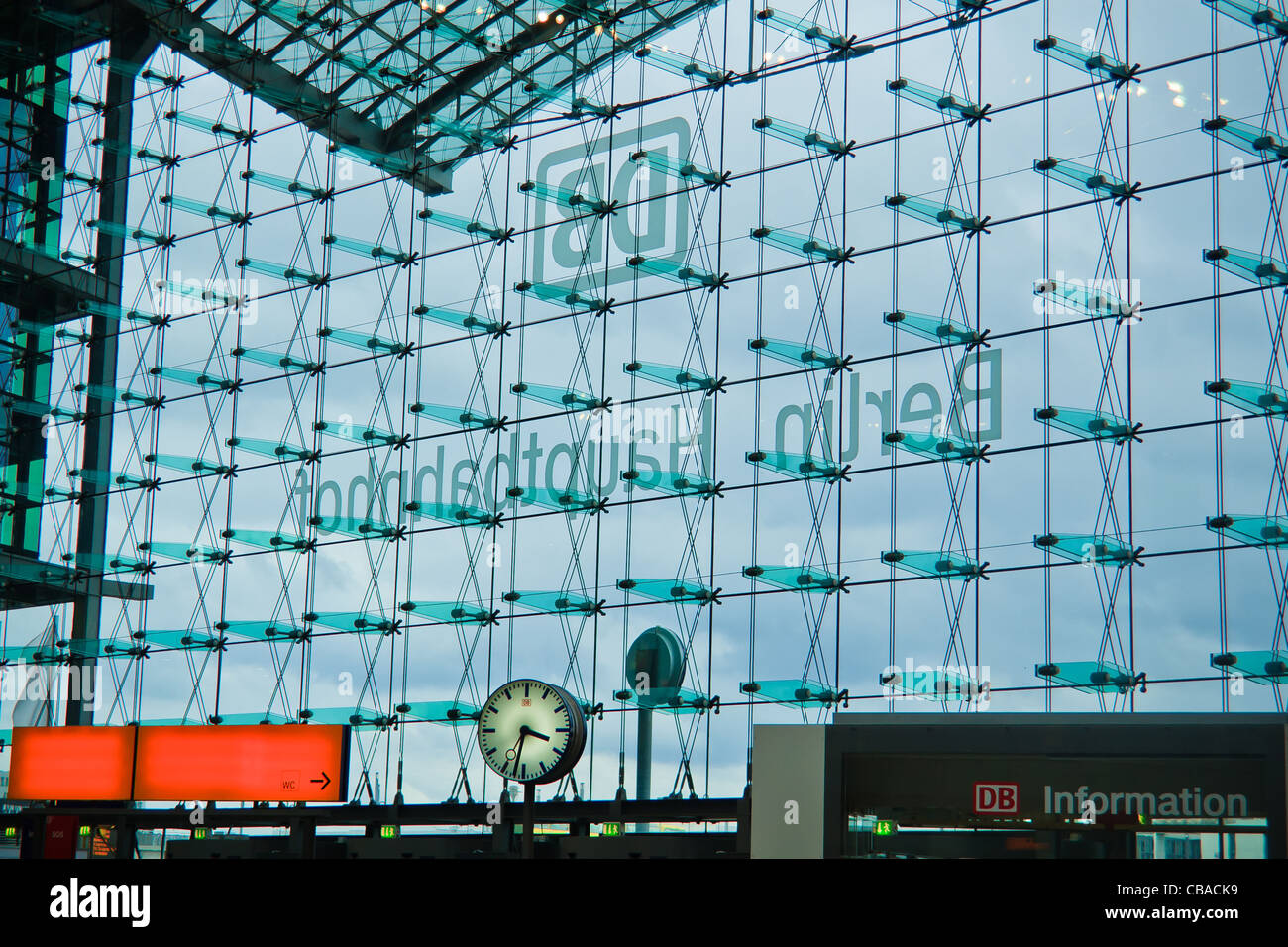 Modern glass and steel facade of railway station hi-res stock ...