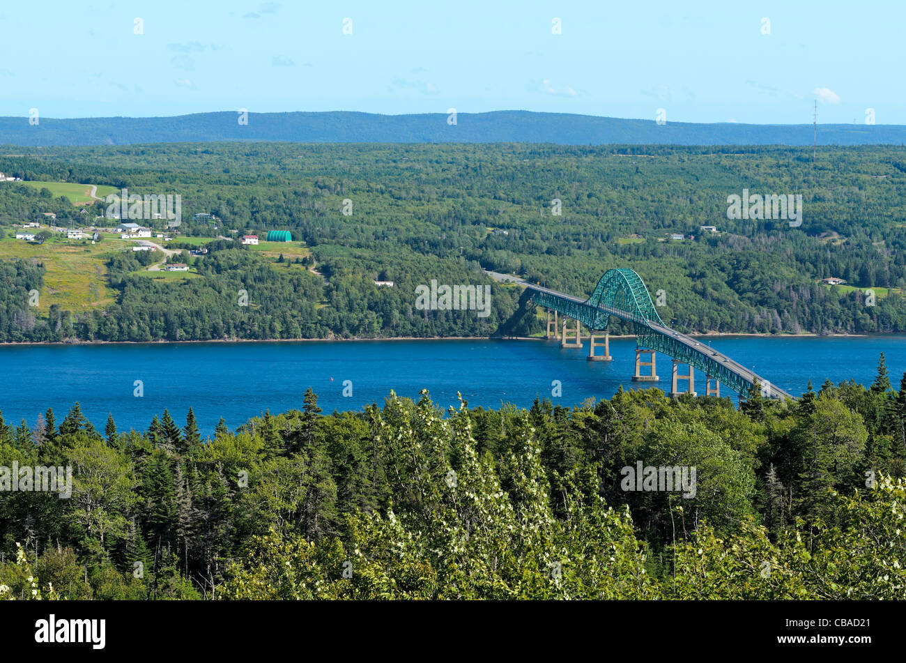 The Seal Island Bridge from the Bras d'Or look off on Kellys Mountain ...