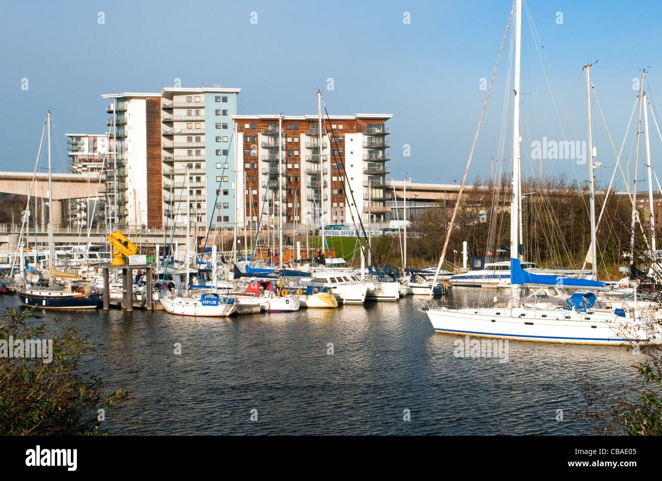 Cardiff Marina, on the River Ely near Cardiff Bay south Wales UK Stock ...
