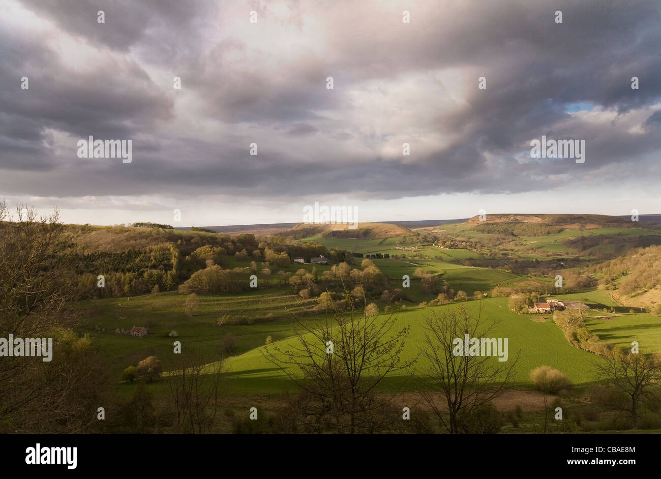 View to Hawnby Hilll and Hawnby Village North Yorkshire Moors England ...