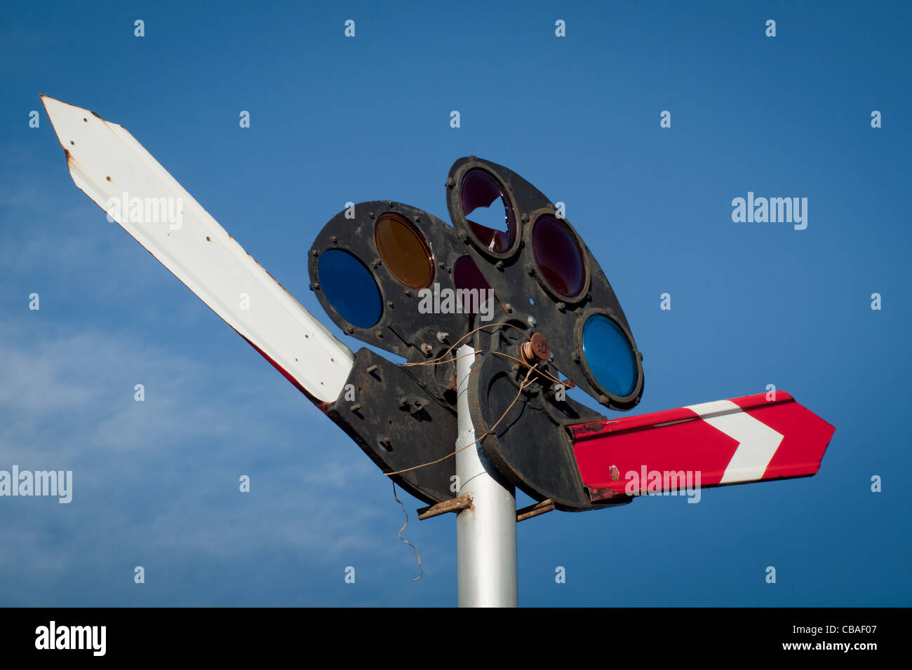 Old railroad light on display at the Heritage Center in Limon, Colorado ...