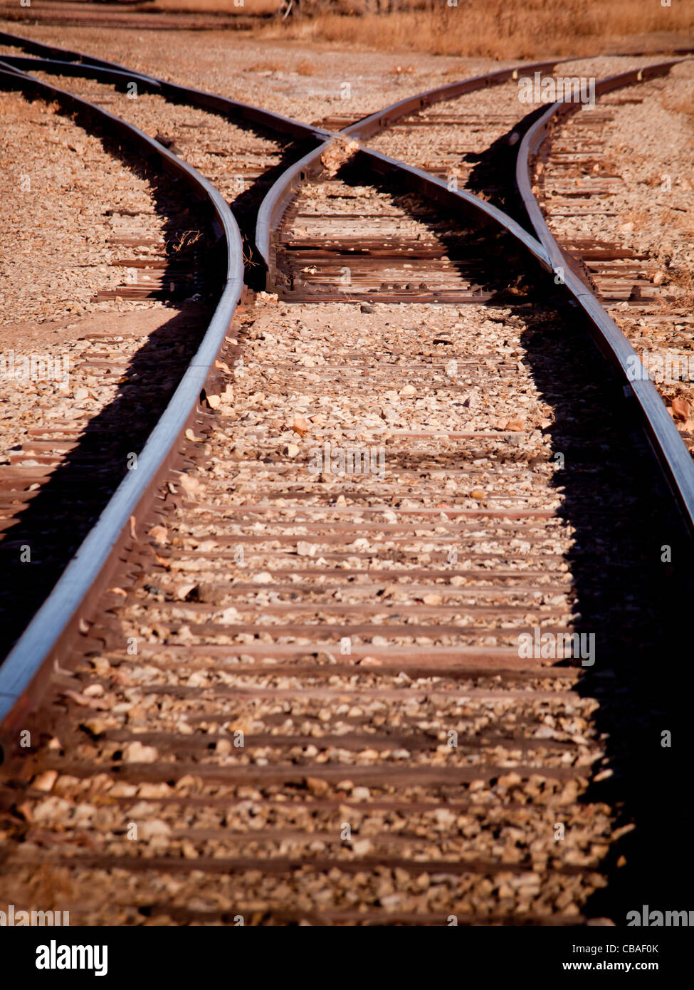 Railroad tracks at the Heritage Center in Limon, Colorado Stock Photo ...