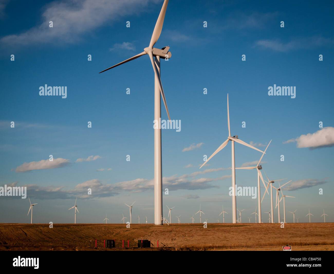 Wind turbines farm at sunset in Limon, Colorado Stock Photo - Alamy
