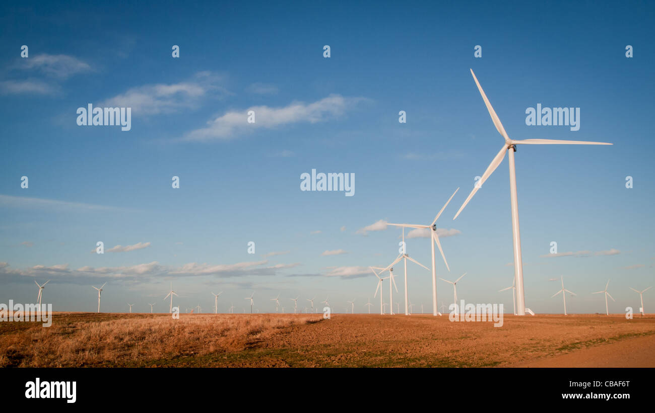 Wind turbines farm at sunset in Limon, Colorado Stock Photo - Alamy
