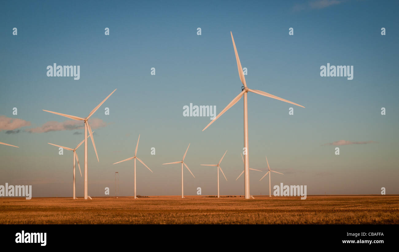 Wind turbines farm at sunset in Limon, Colorado Stock Photo - Alamy