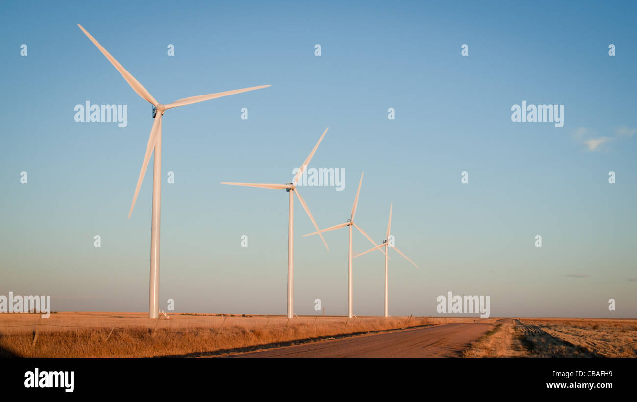 Wind turbines farm at sunset in Limon, Colorado Stock Photo - Alamy