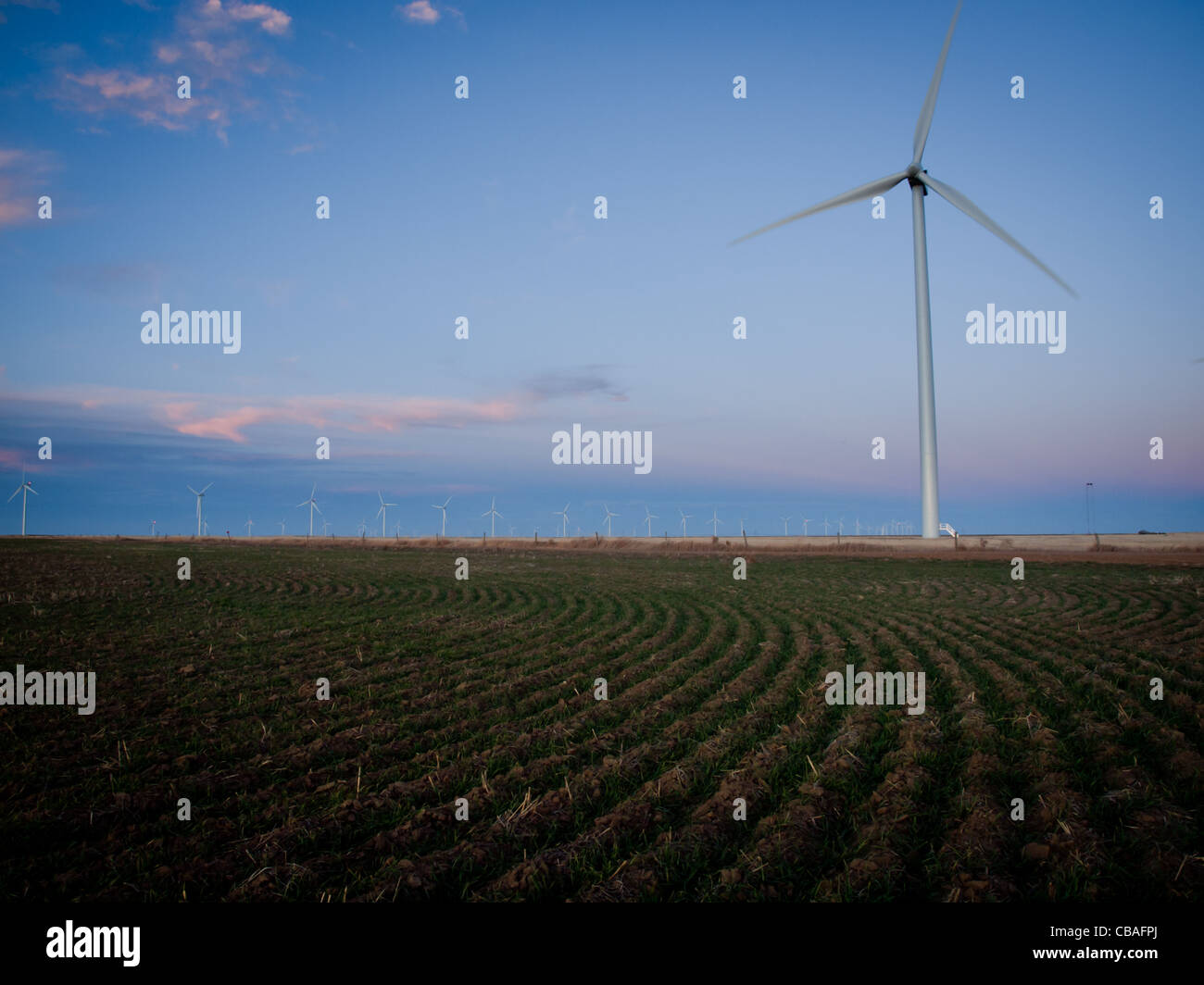 Wind turbines farm at sunset in Limon, Colorado Stock Photo - Alamy