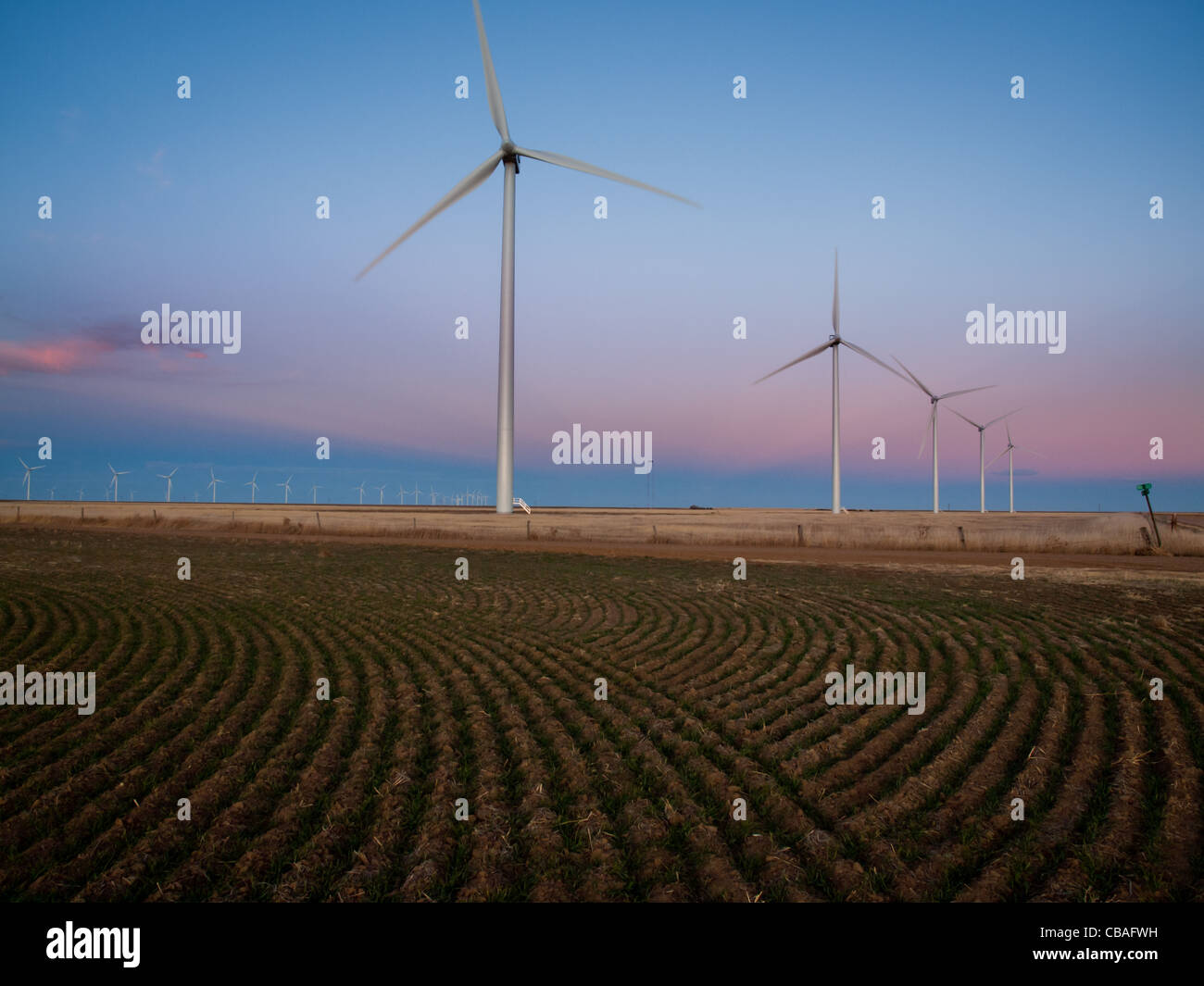 Wind turbines farm at sunset in Limon, Colorado Stock Photo - Alamy