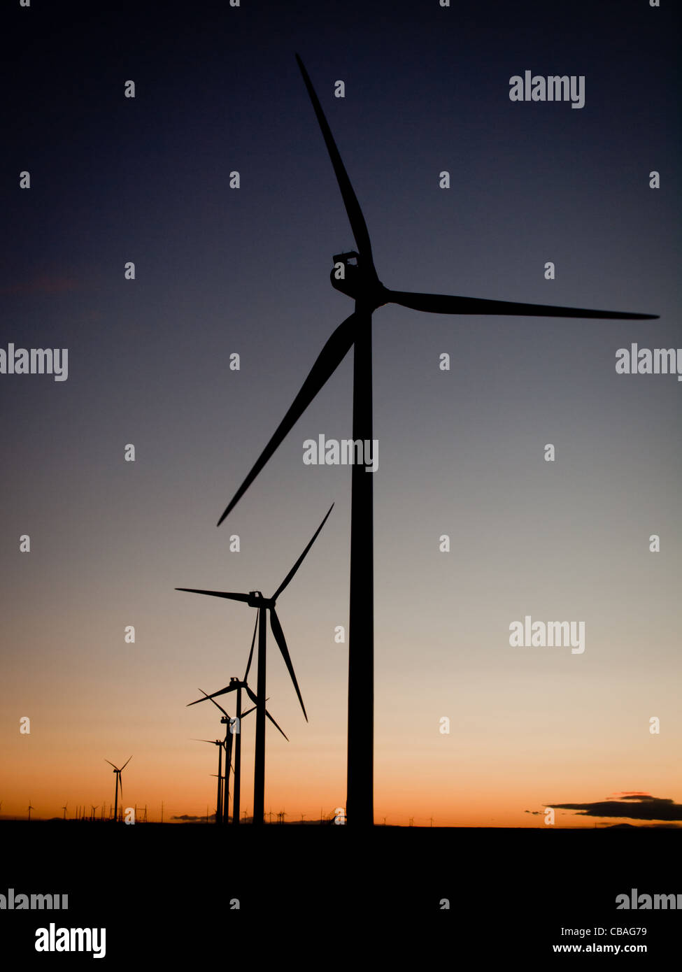 Wind turbines farm at sunset in Limon, Colorado Stock Photo - Alamy
