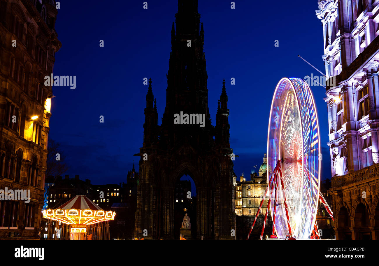 Edinburgh Christmas Fun Fair with Scott Monument Princes Street ...