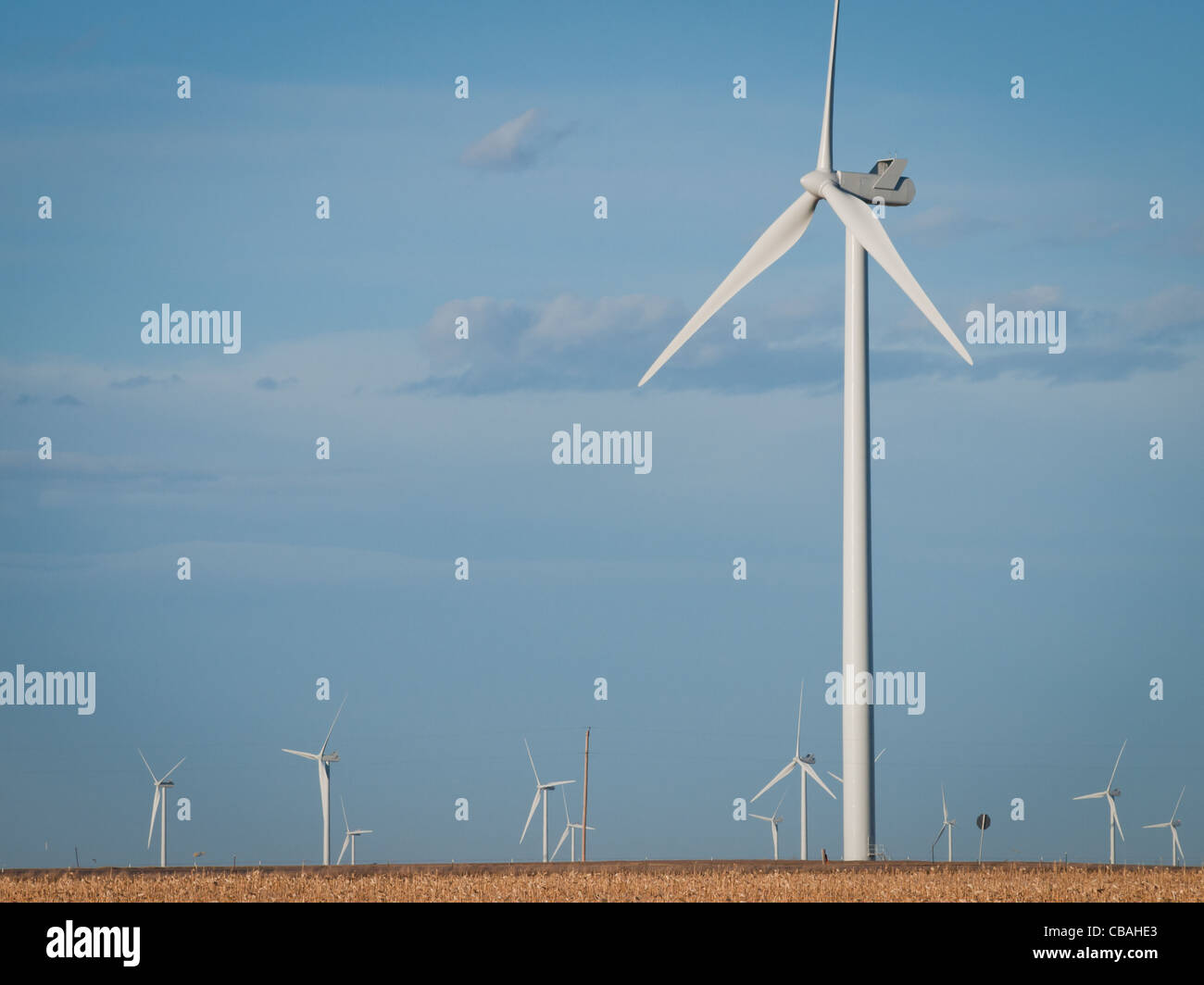 Wind turbines farm at sunset in Limon, Colorado Stock Photo - Alamy