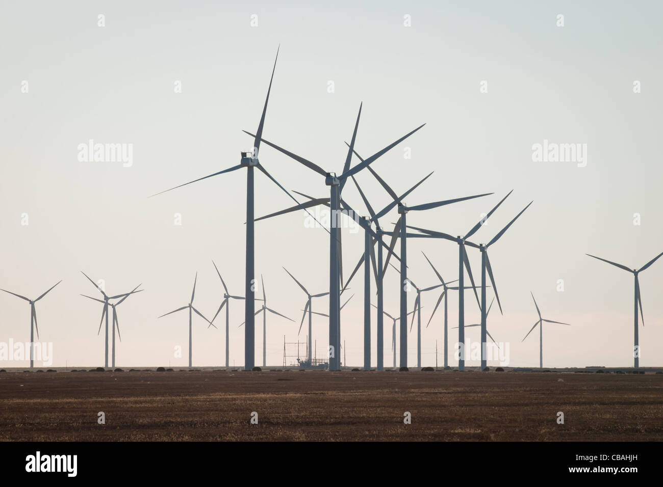 Wind turbines farm at sunset in Limon, Colorado Stock Photo - Alamy