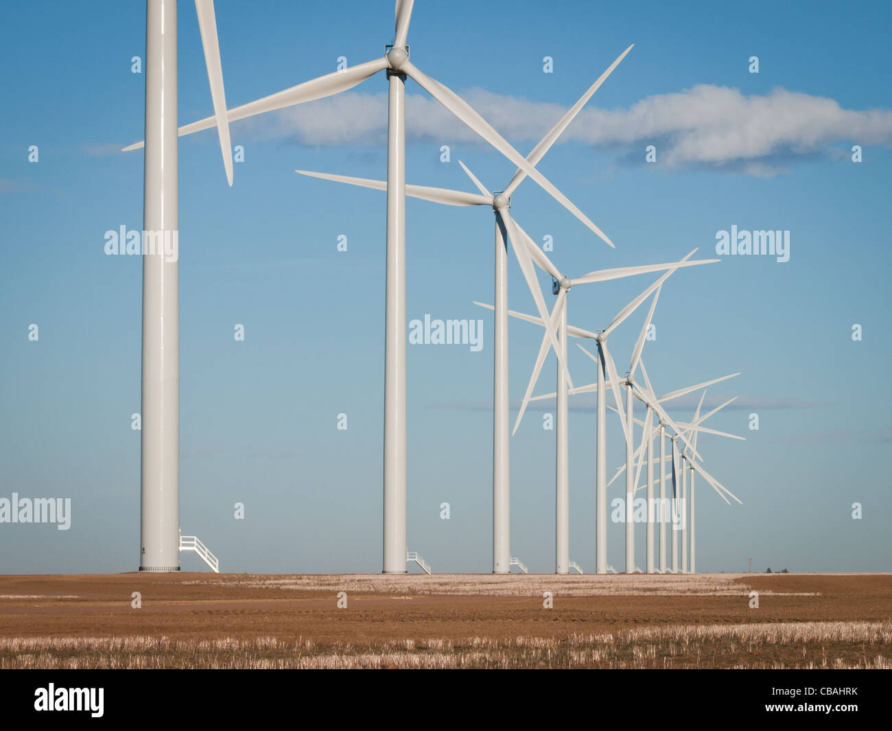 Wind turbines farm at sunset in Limon, Colorado Stock Photo - Alamy