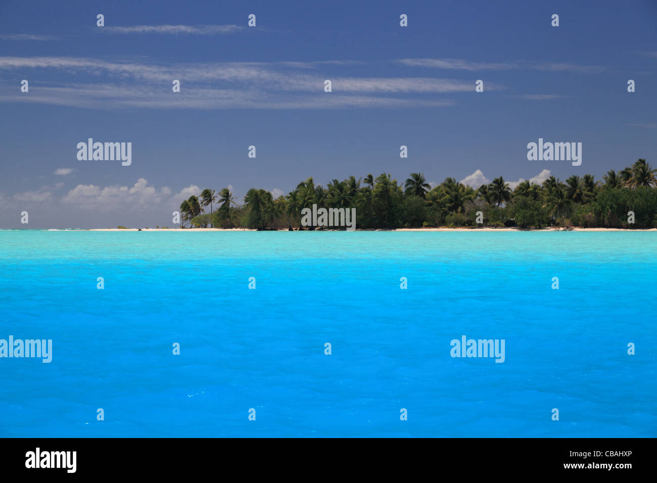 Perfect Blue Colors of the Lagoon in Maupiti, French Polynesia. Motu in ...