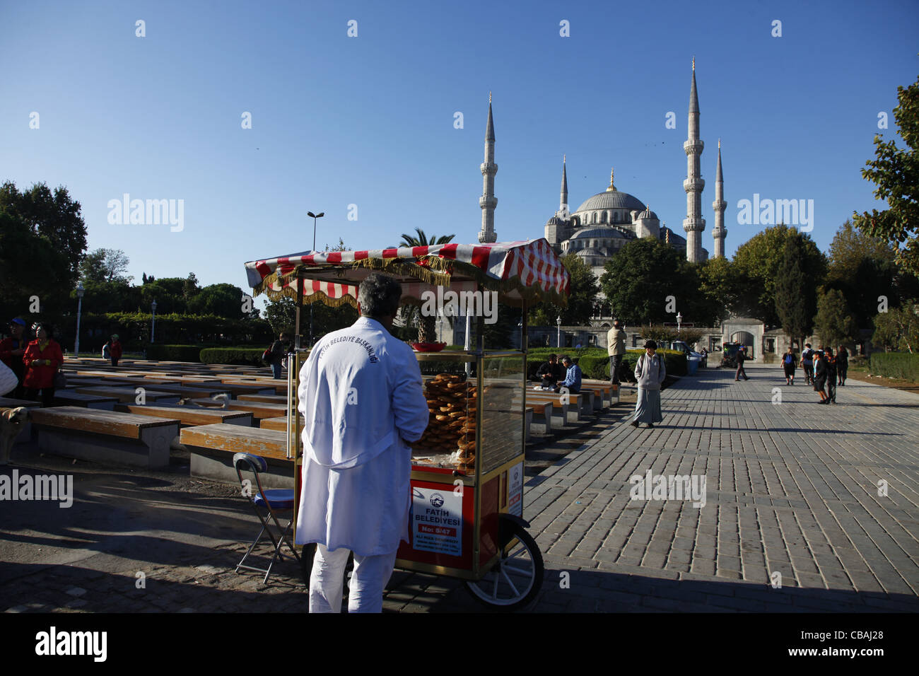 SIMIT SELLER AT BLUE MOSQUE SULTAN AHMET CAMII SULTANAHMET ISTANBUL ...