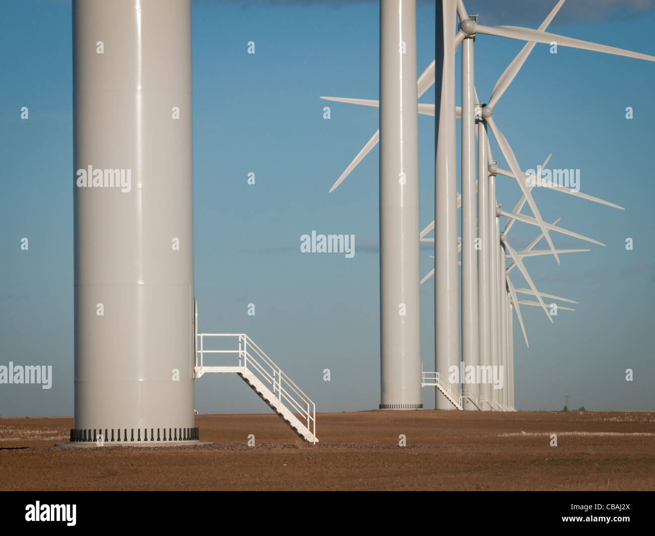 Wind turbines farm at sunset in Limon, Colorado Stock Photo - Alamy
