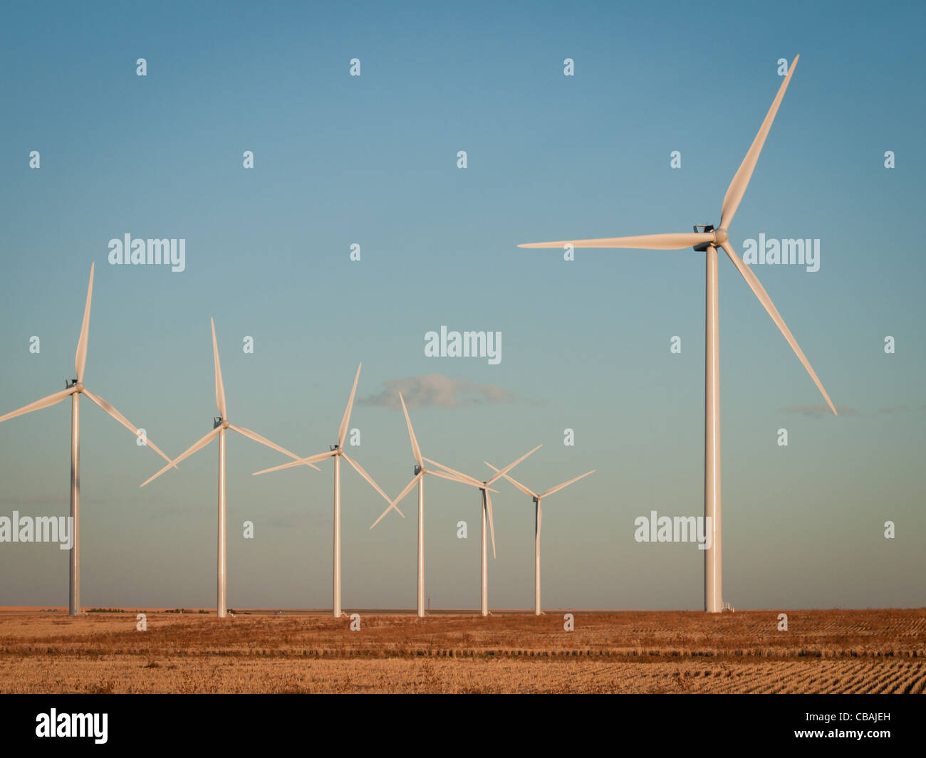 Wind turbines farm at sunset in Limon, Colorado Stock Photo - Alamy