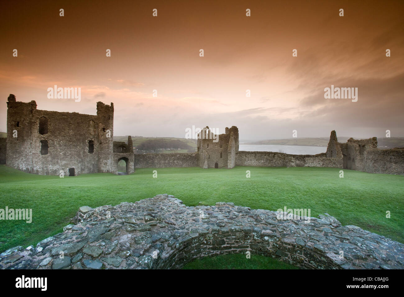 Llansteffan Castle at Sunset Wales Stock Photo - Alamy