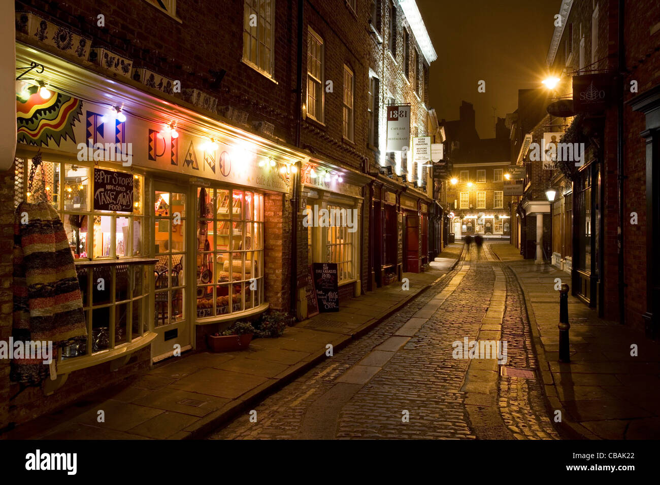 Shopping Street at Night York Stock Photo - Alamy