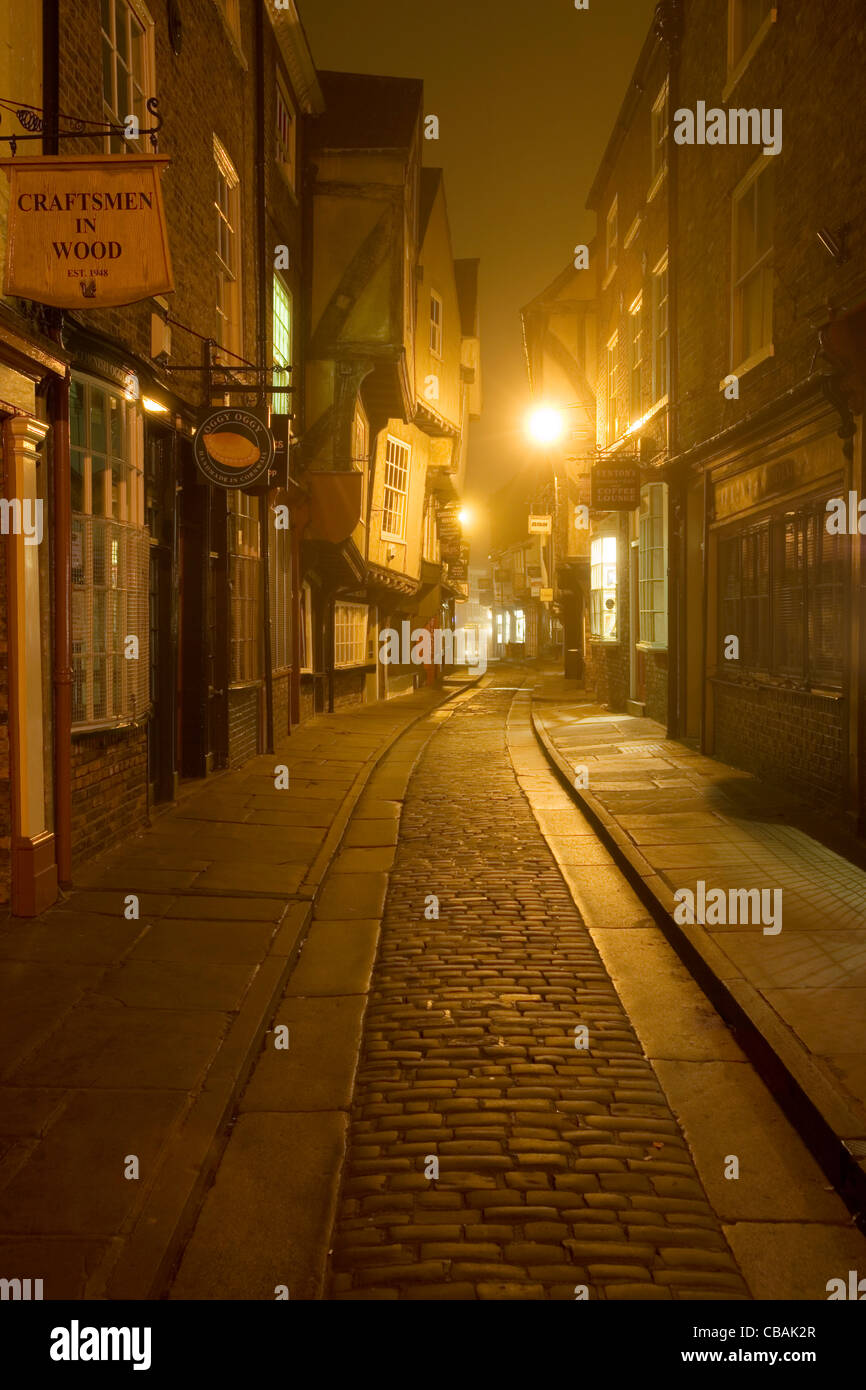 Shopping street at Night York Stock Photo - Alamy