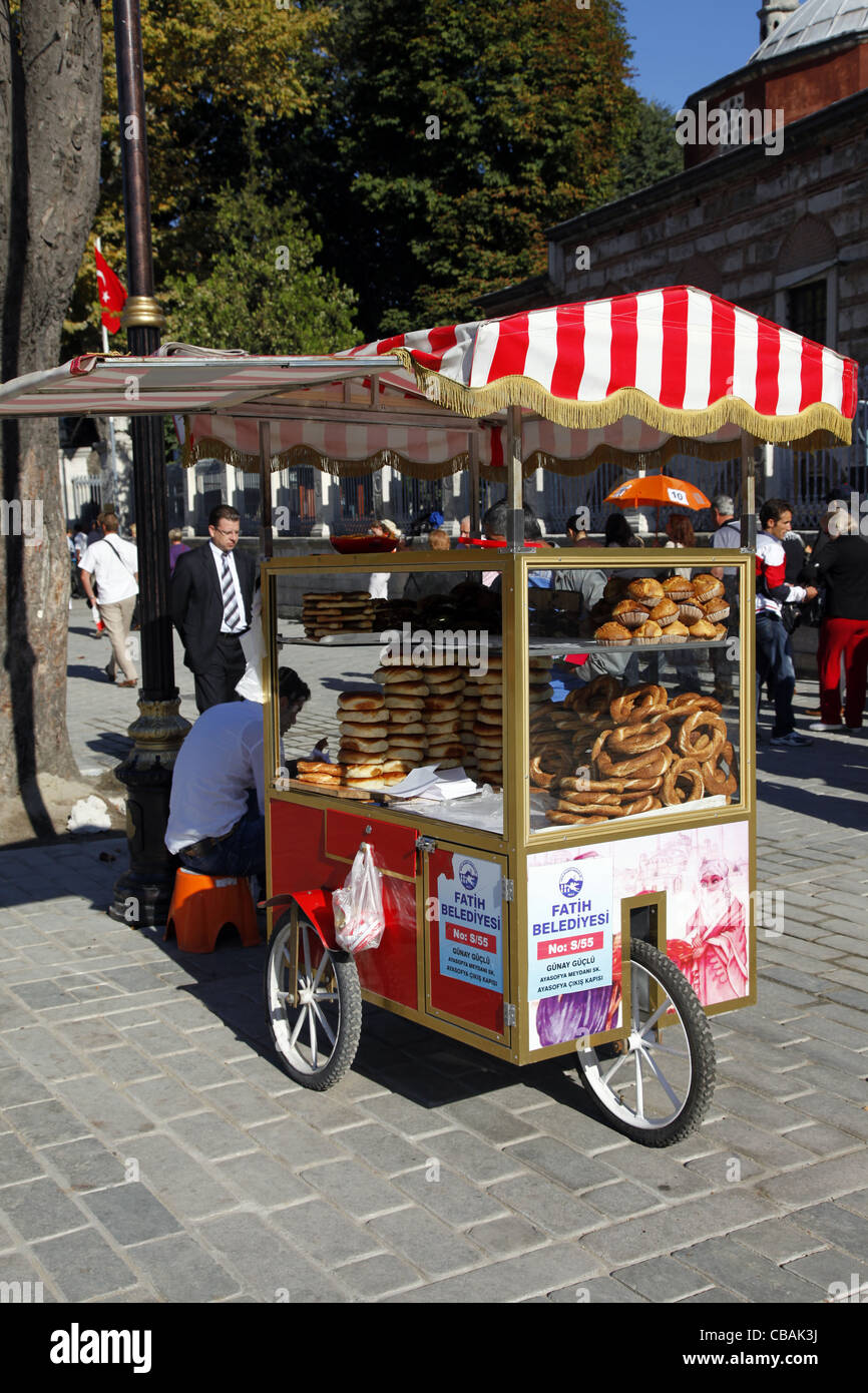 SIMIT SELLER CART AT HAGIA SOPHIA MOSQUE SULTANAHMET ISTANBUL TURKEY 04 ...