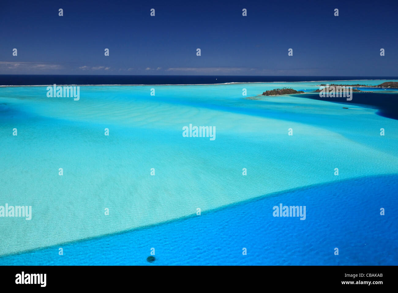 Bora Bora Lagoon, French Polynesia from above. Dreamlike colors Stock ...