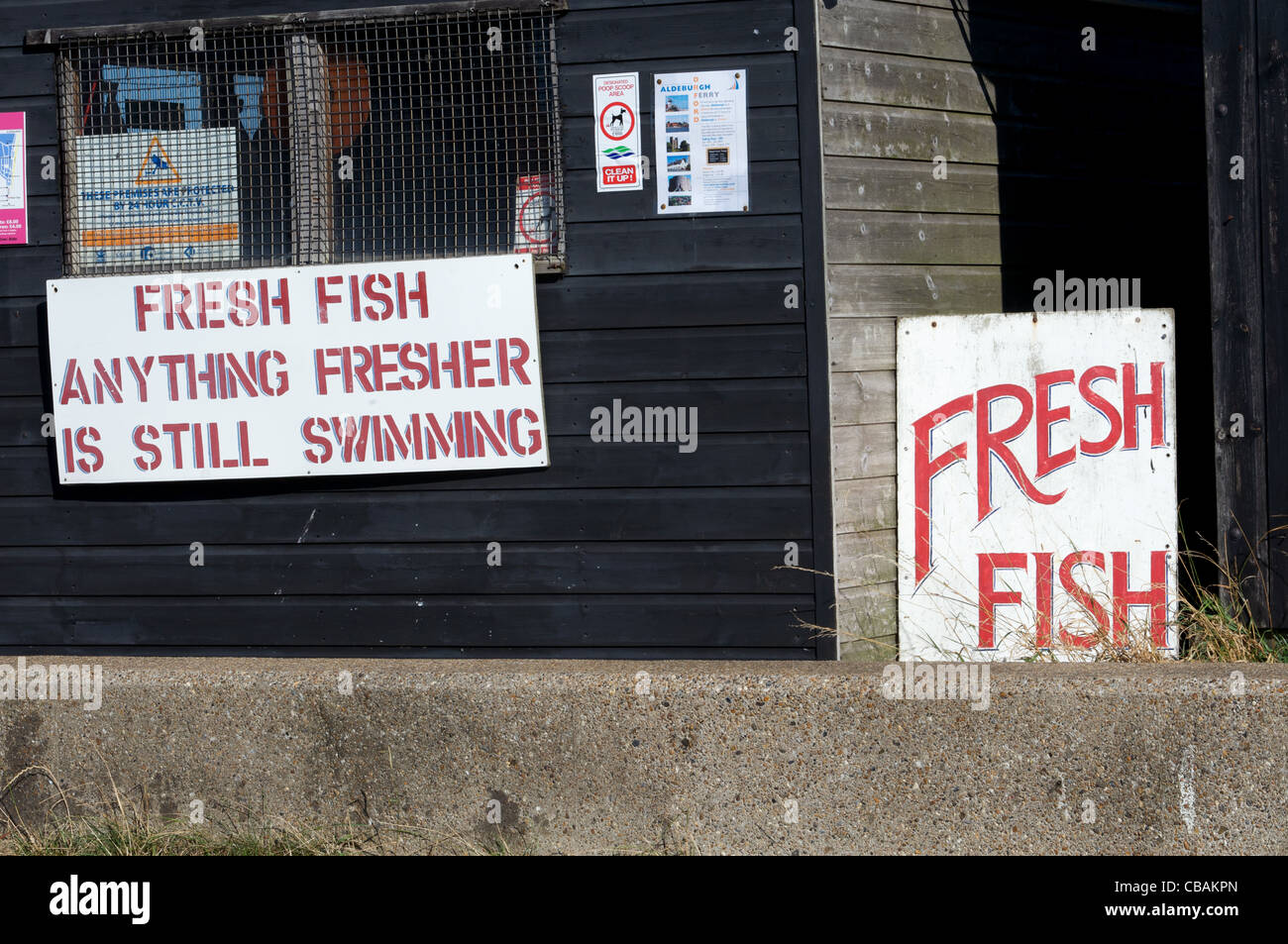 Fresh fish sign, Aldeburgh, Suffolk, UK Stock Photo - Alamy
