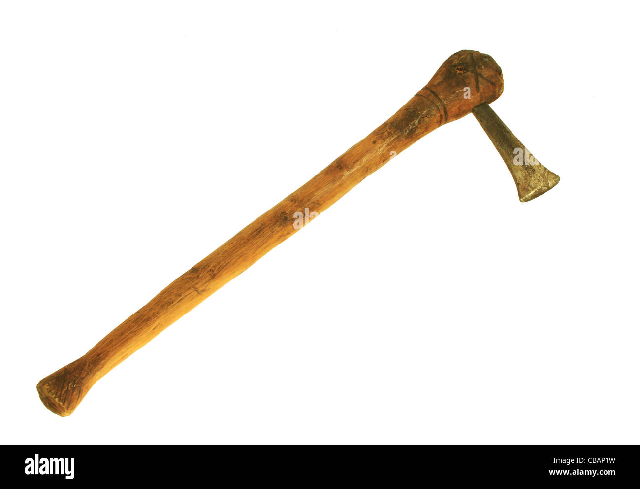 Tanzanian Hadza wooden handled iron axe isolated on white Stock Photo ...