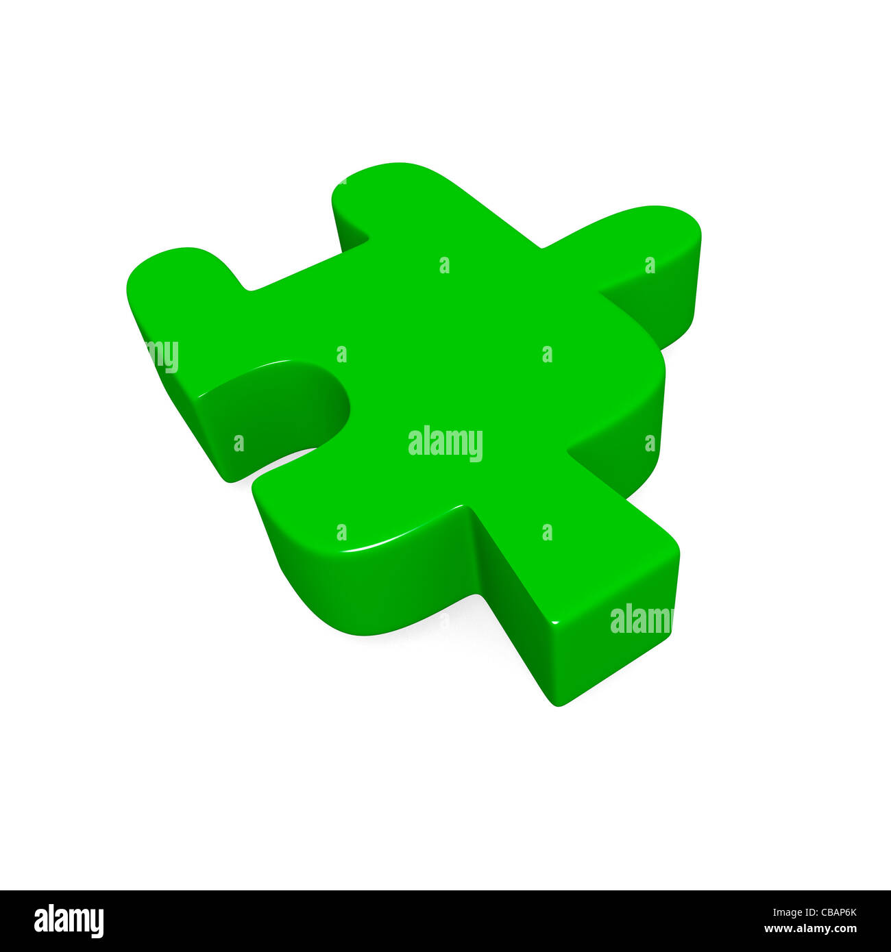 Green piece of puzzle, 3D image Stock Photo - Alamy