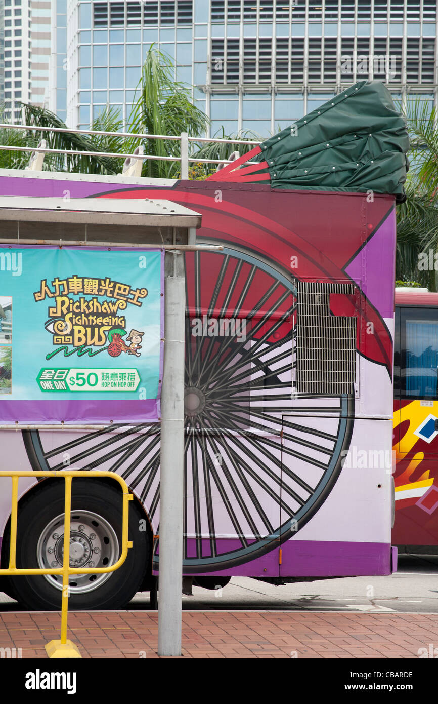 Rickshaw bus tours - bus with traditional Chinese rickshaw design Hong ...