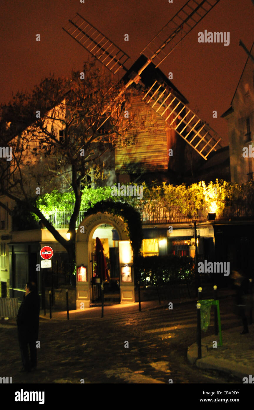 Windmill at night Stock Photo - Alamy