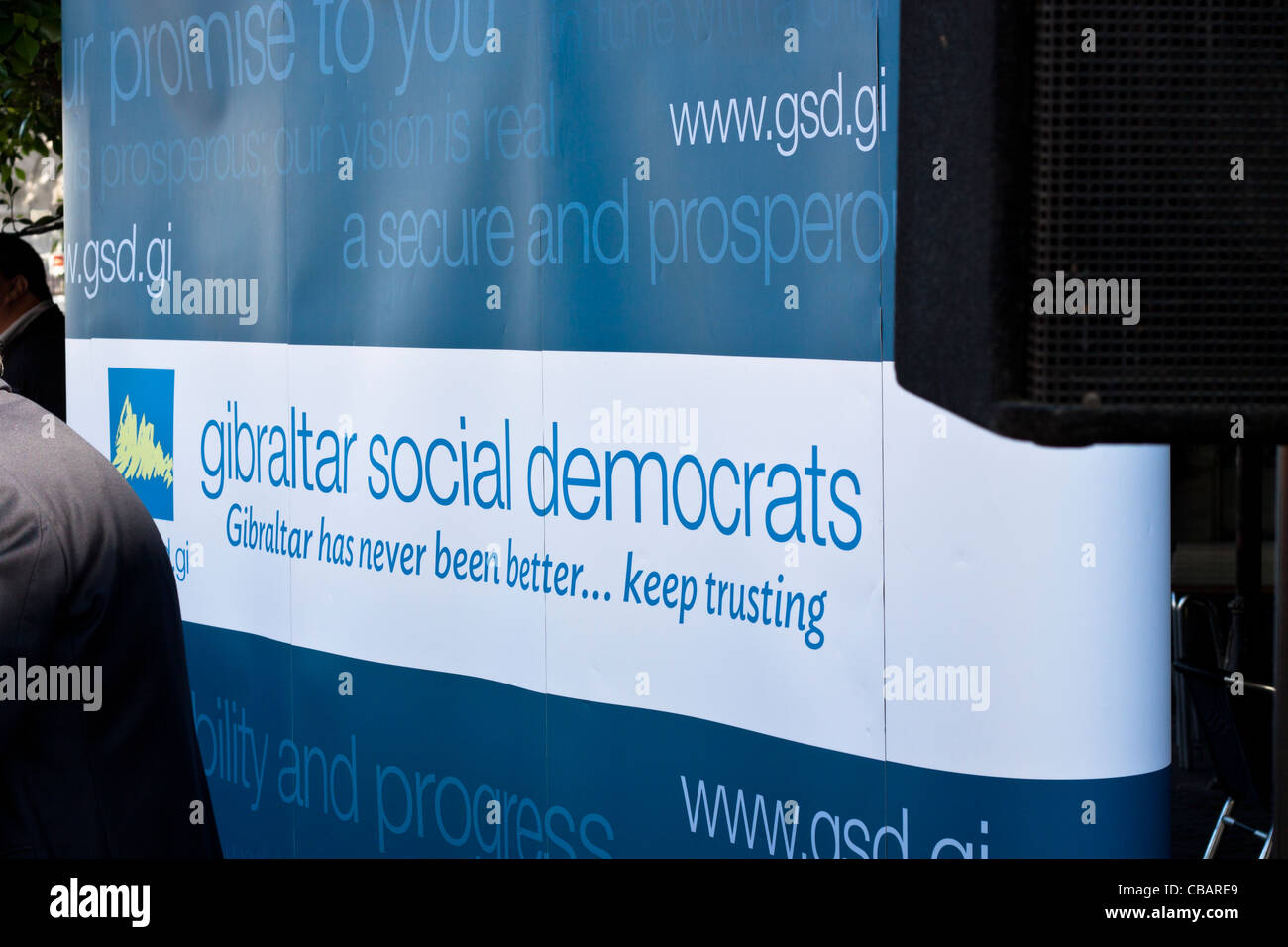 Gibraltar Social Democrats banner Stock Photo - Alamy