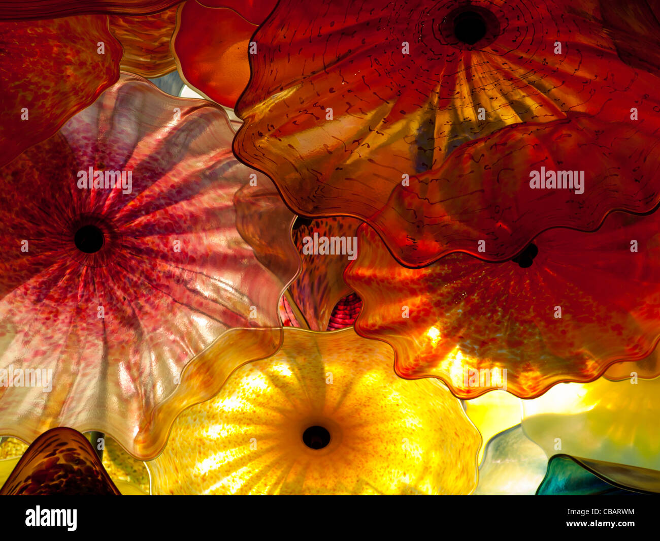 The spectacular glass ceiling art by Dale Chihuly in the lobby of the ...