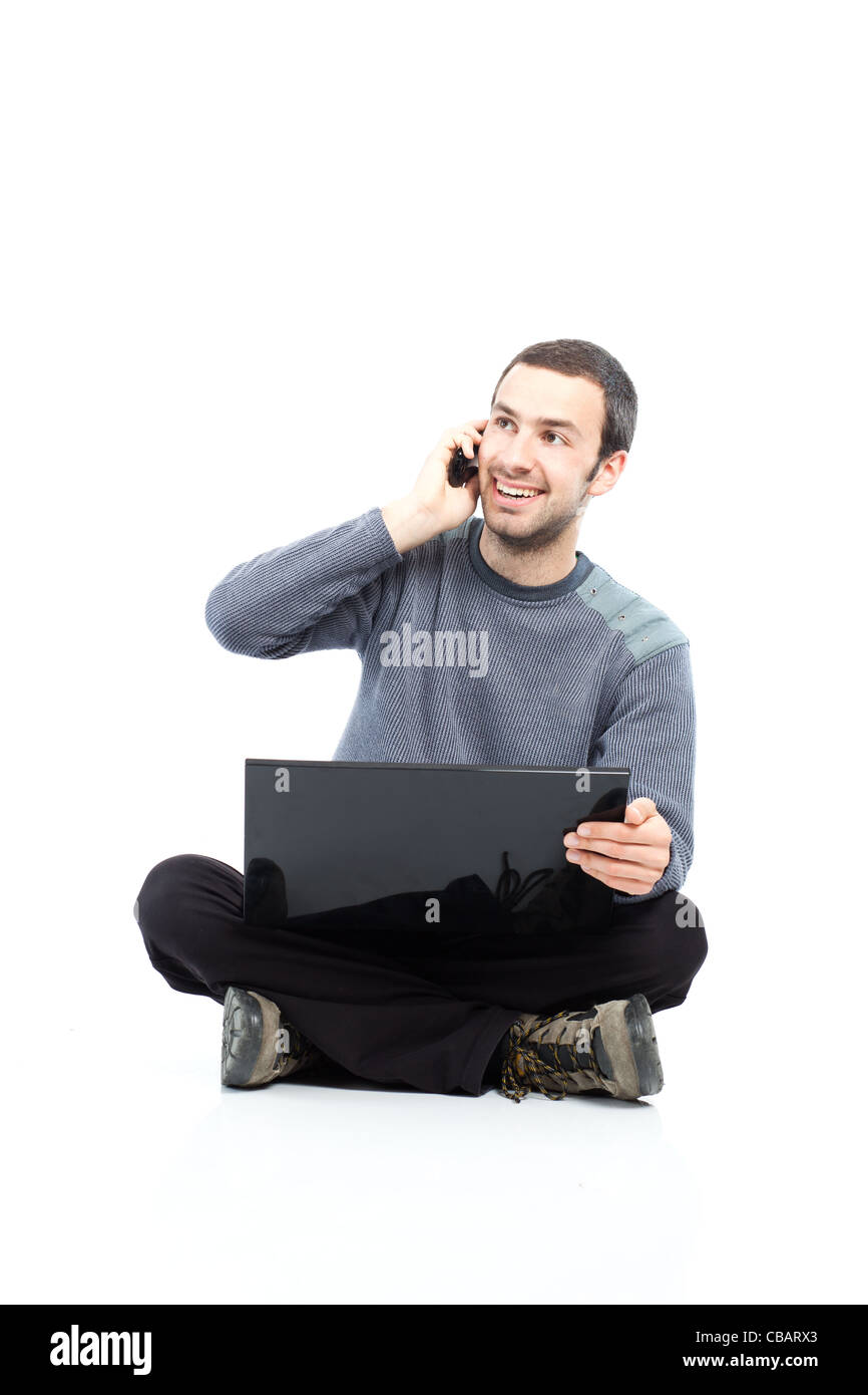 Man talking on phone at home Cut Out Stock Images & Pictures - Alamy