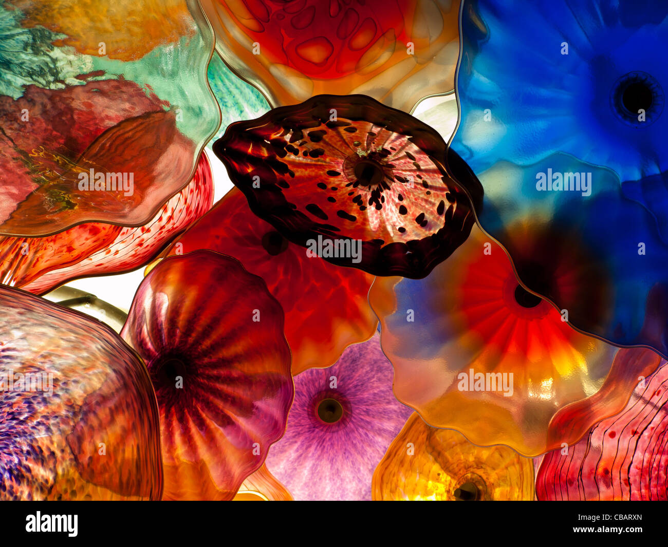 The spectacular glass ceiling art by Dale Chihuly in the lobby of the ...