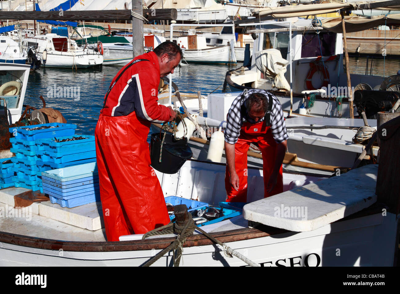 Fisherman at work, Ibiza, Spain. Traditional fishing industry Stock ...