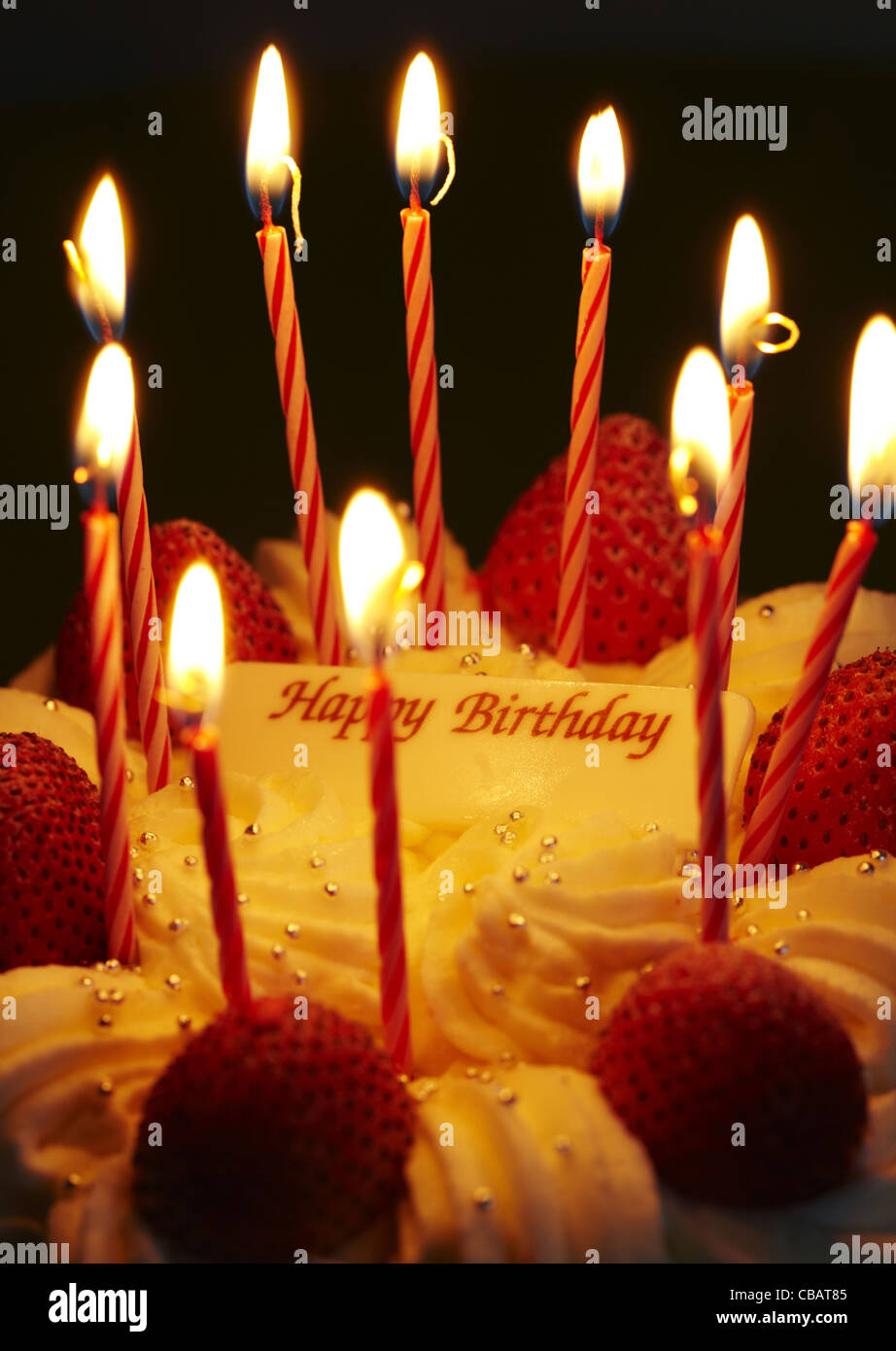 Strawberry Birthday Cake With Candles