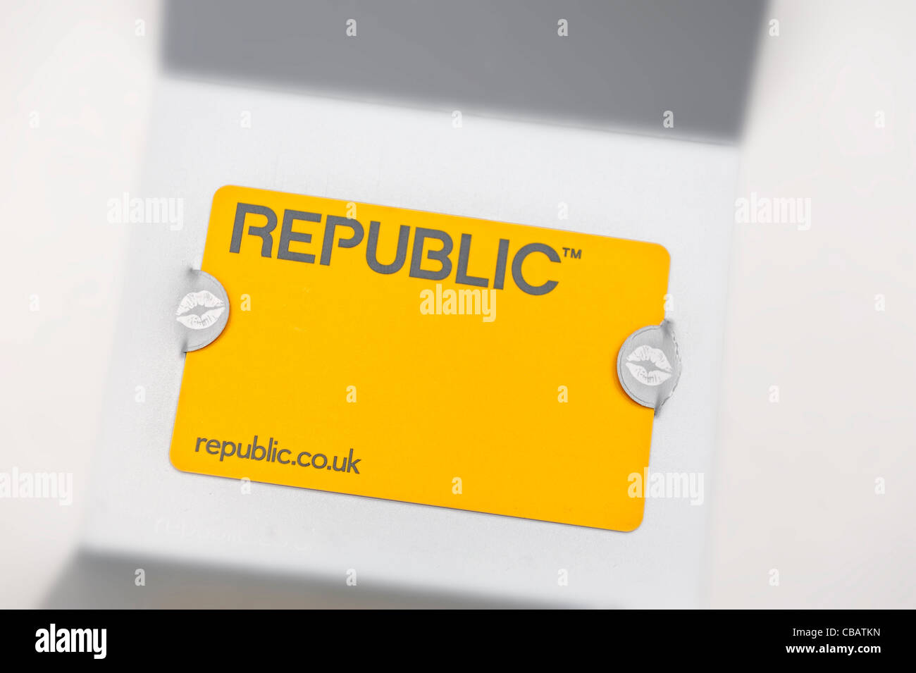 republic yellow gift card england uk Stock Photo - Alamy
