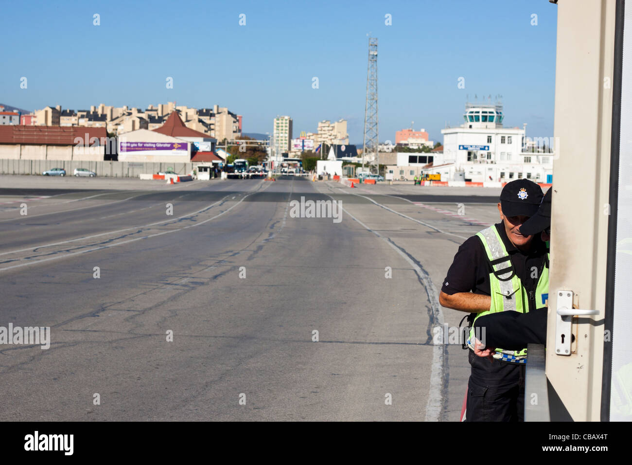 Gibraltar Defence Police at Gibraltar airport Stock Photo - Alamy