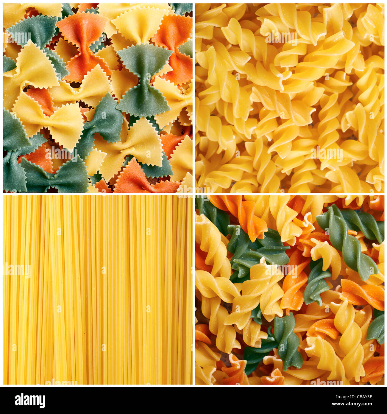 A collage of various types of paste, matrix of four Stock Photo - Alamy