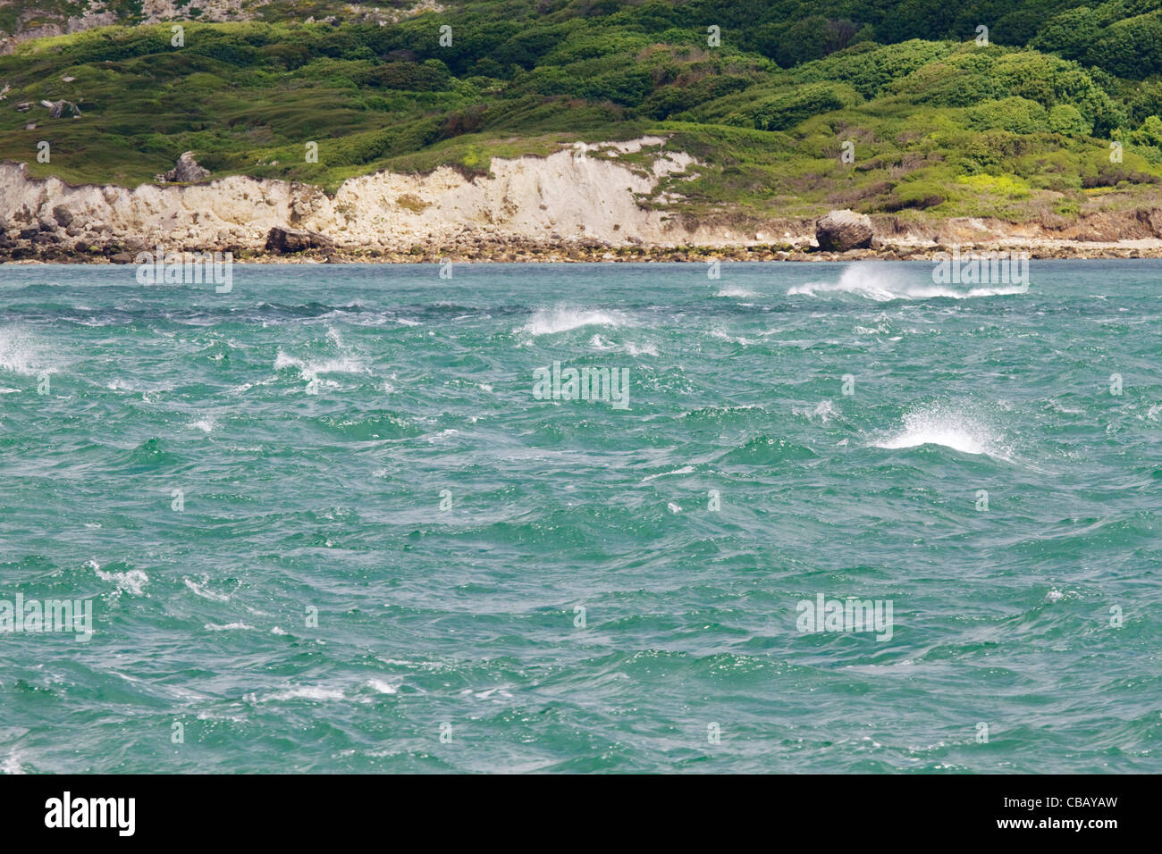 Choppy seas near St Catherine's, Isle of Wight, viewed from the sea ...