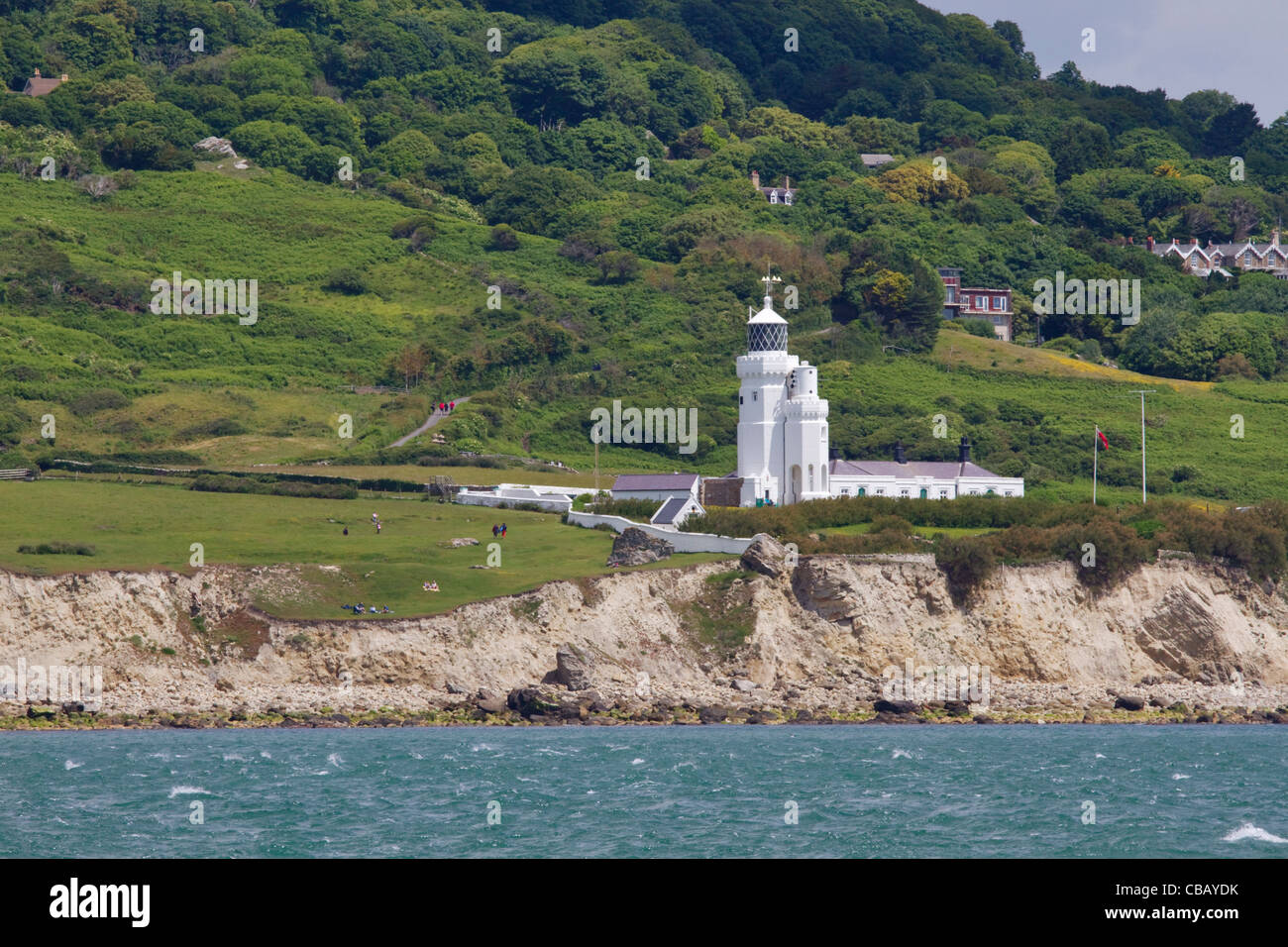 St Catherine's Lighthouse near Niton on the Isle of Wight, viewed from ...