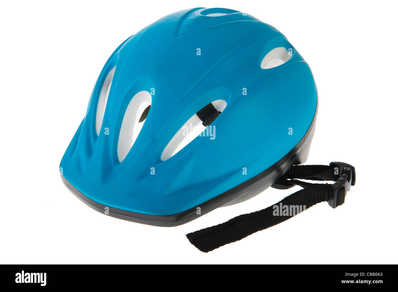 Blue bike helmet isolated over white background Stock Photo - Alamy