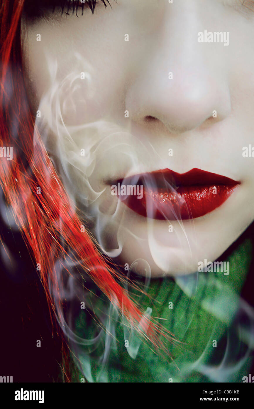 Red Lips Smoke Wallpaper
