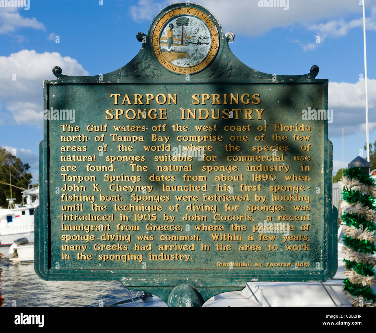 Historical marker describing the history of the sponge industry, Sponge ...