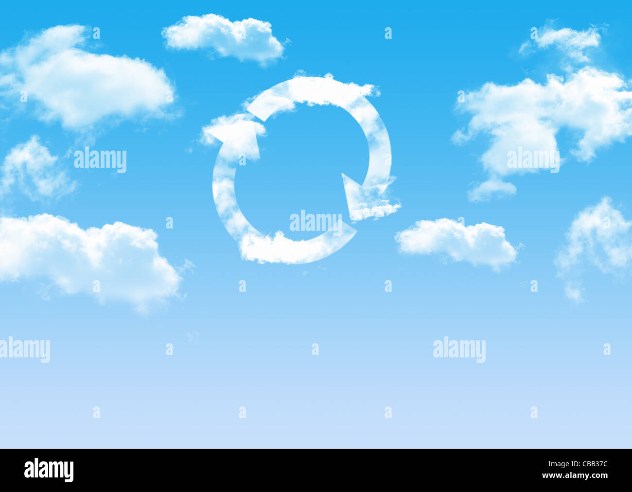 Blue sky with clouds and arrow points Stock Photo - Alamy